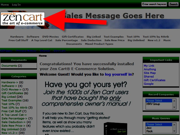 Removing the Powered by Zen Cart Logo from the Header | Web Hosting Hub