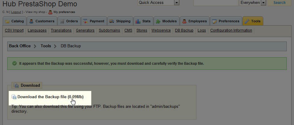 Creating a PrestaShop Backup | Web Hosting Hub