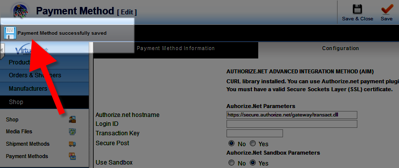 Using Authorize.net with VirtueMart | Web Hosting Hub